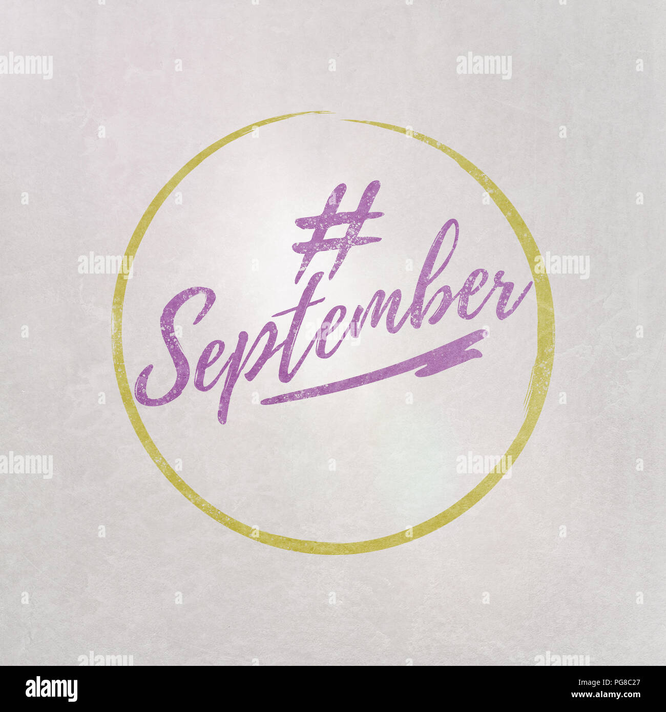 # Hashtag September written in purple on grey background as template in ...