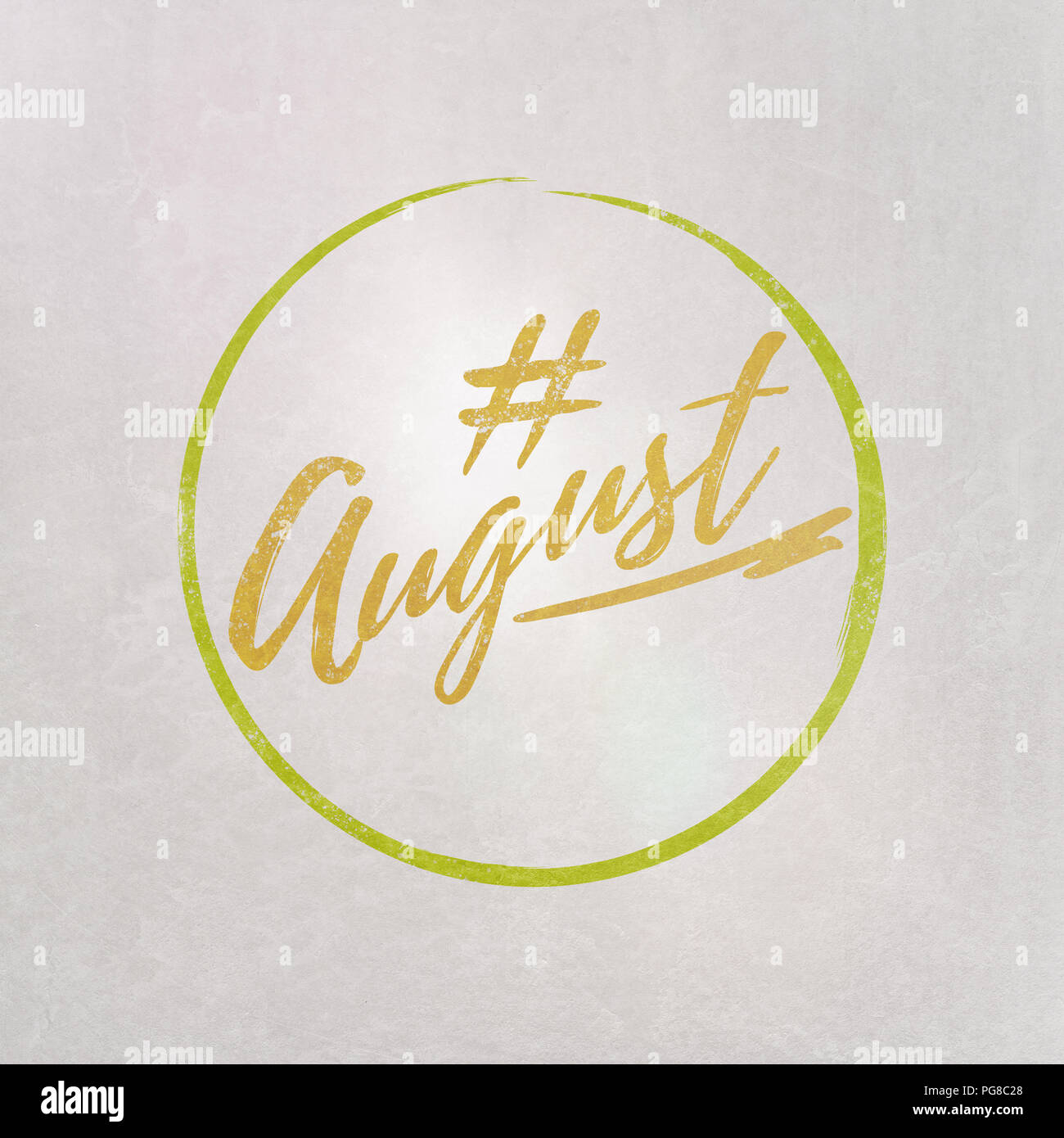 # Hashtag August written in yellow on grey background as template in ...