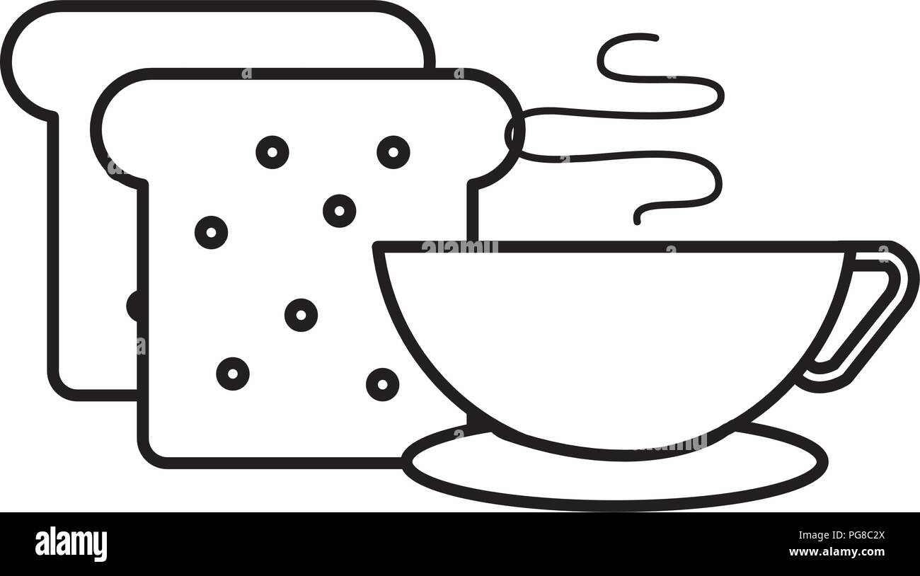 bread toast with coffee cup Stock Vector Image & Art - Alamy