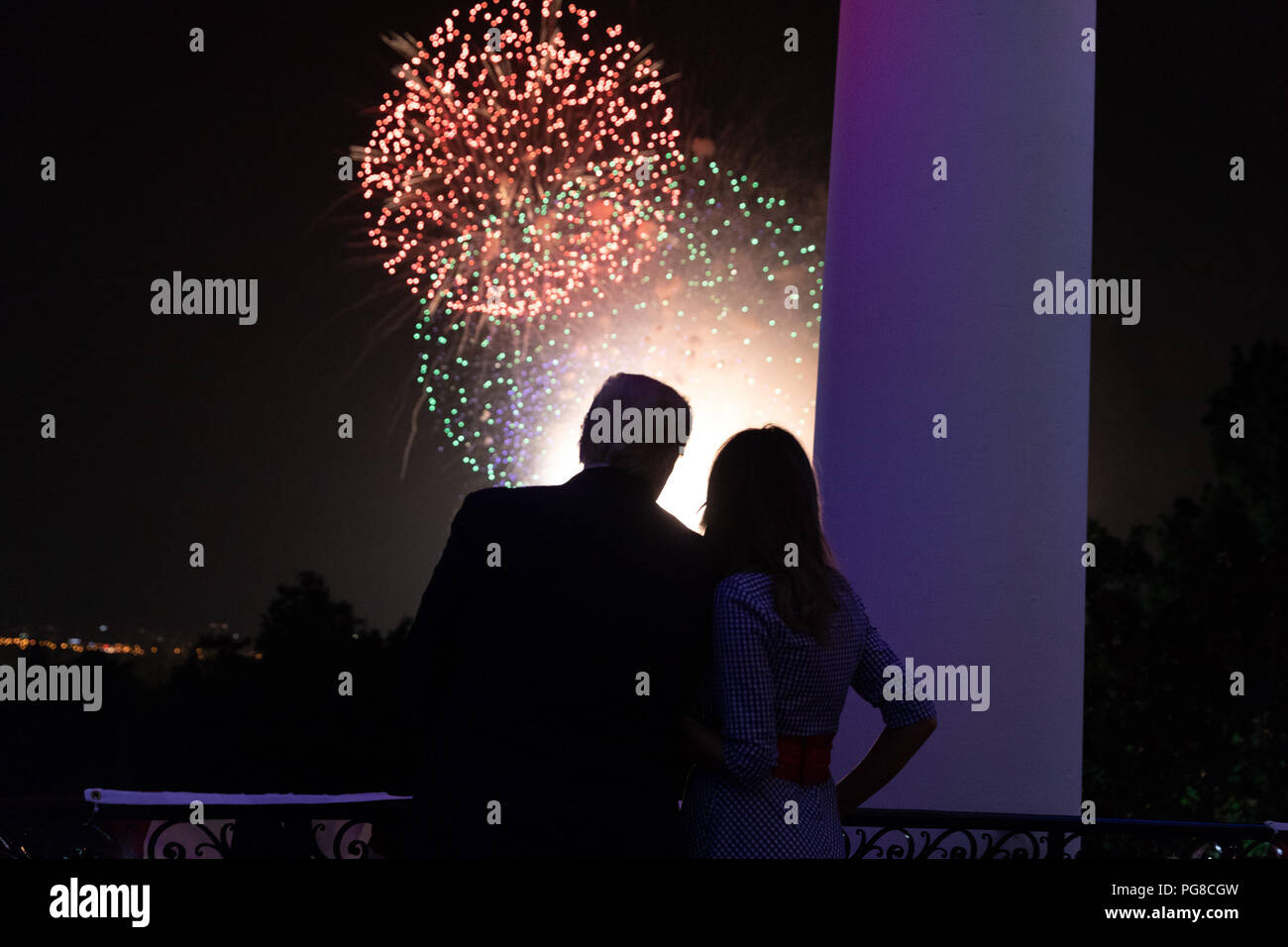 President Donald J. Trump and First Lady Melania Trump watch Fourth of ...