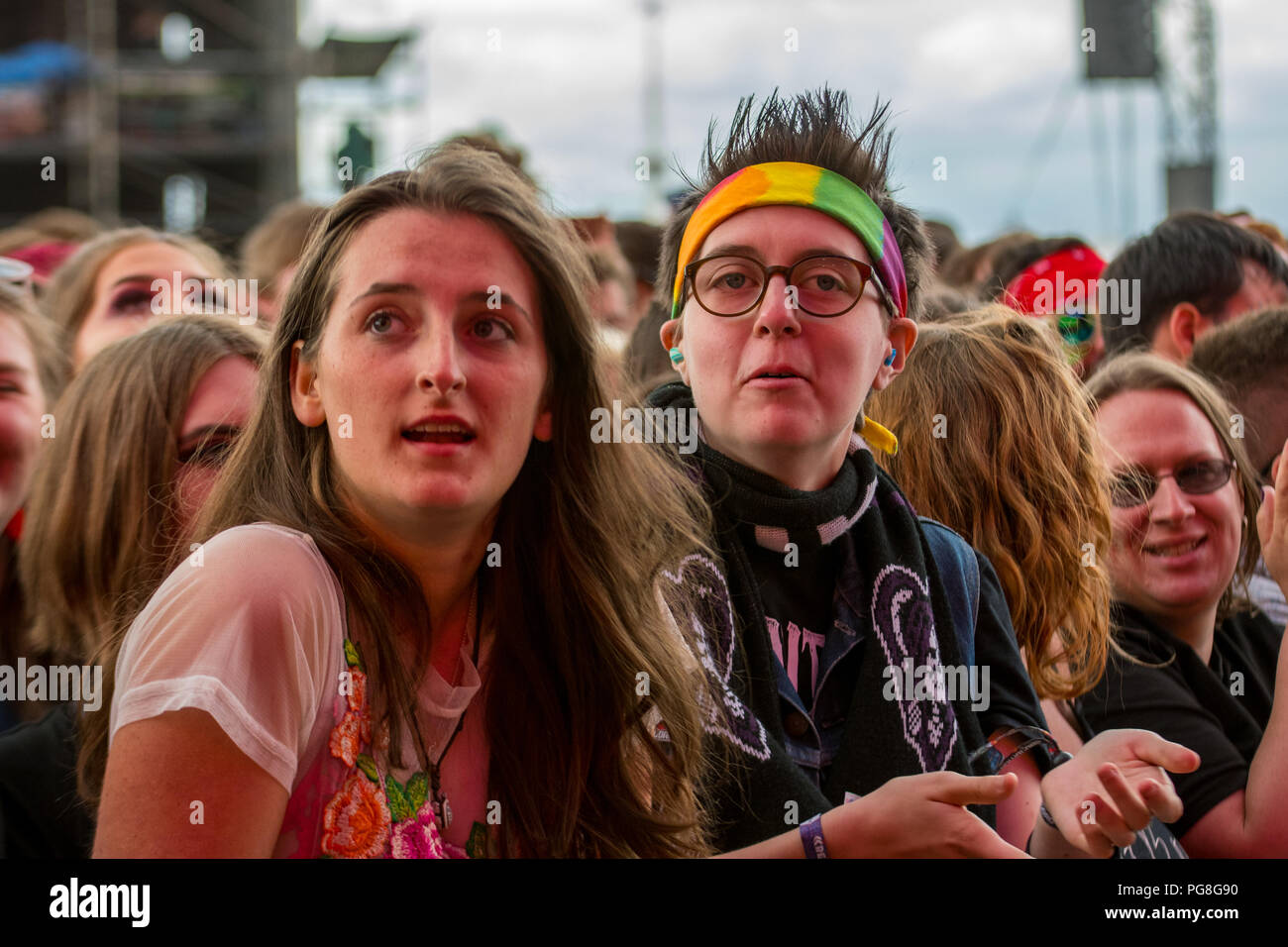 Reading,Berkshire, UK. 24th August 2018. Crowdn the main stage at ...