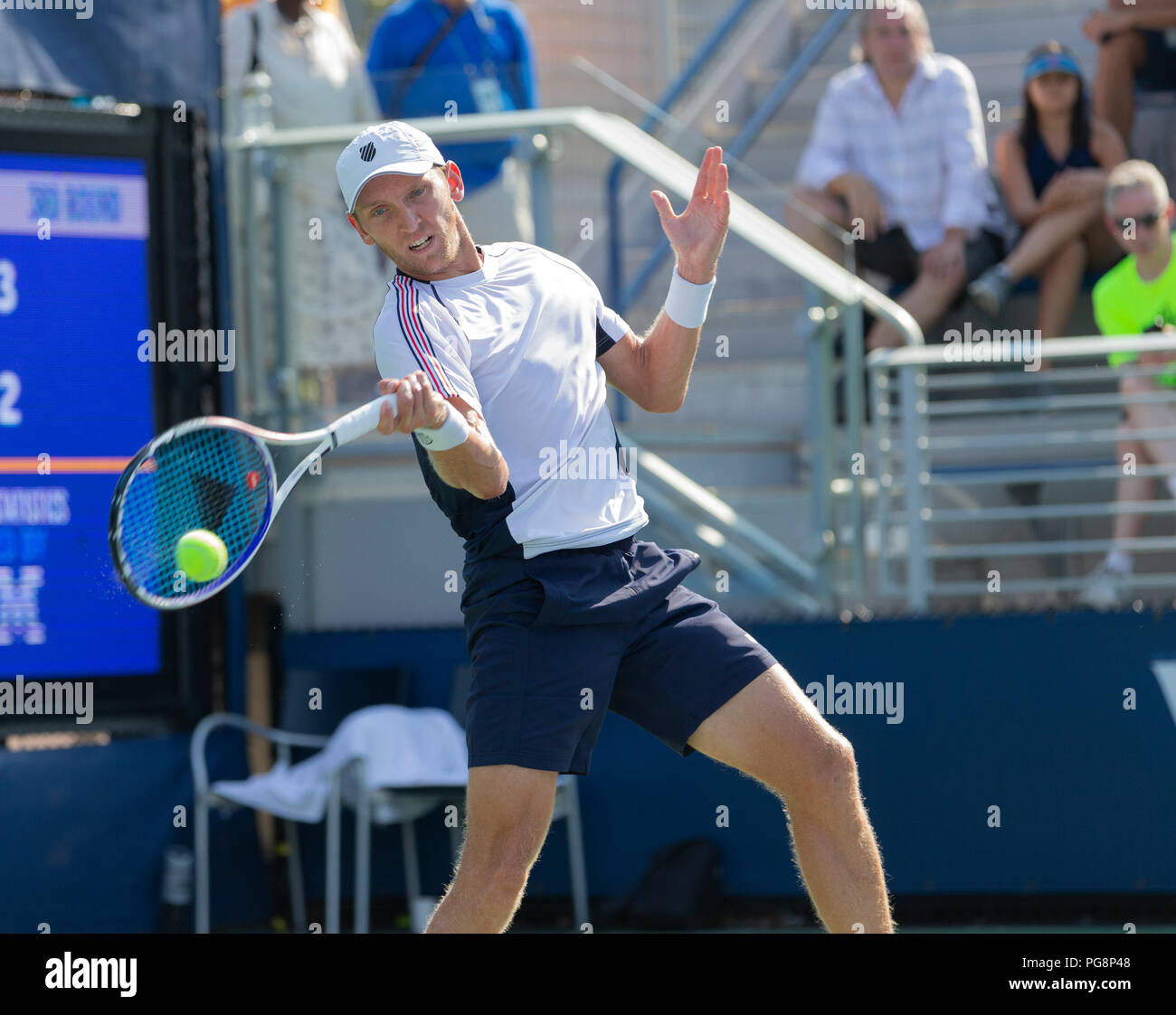 New York, USA - August 24, 2018: Mitchell Krueger of USA returns ball ...
