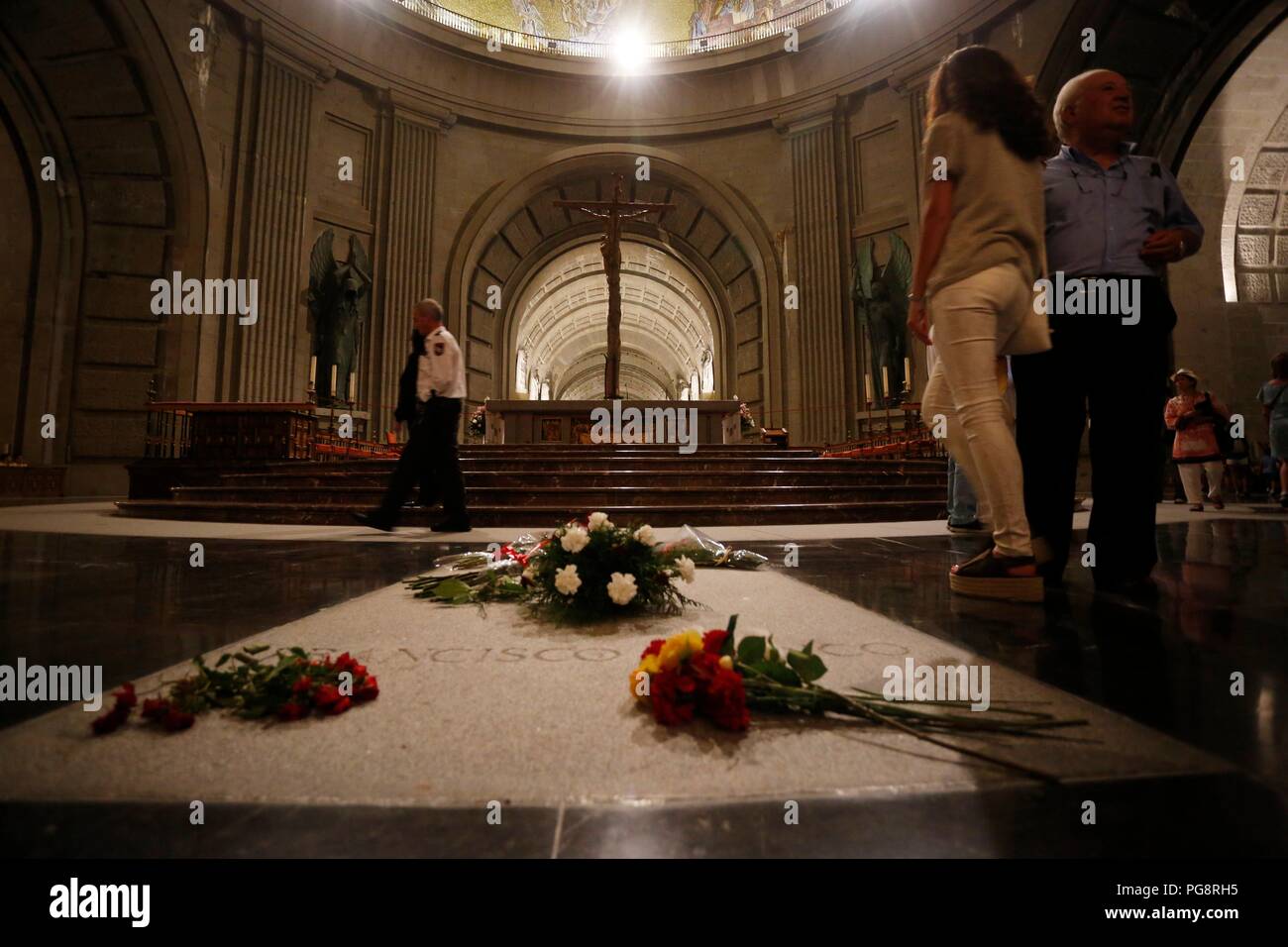 People visiting the tomb of Franco in Valley of the Caidos, monument ...