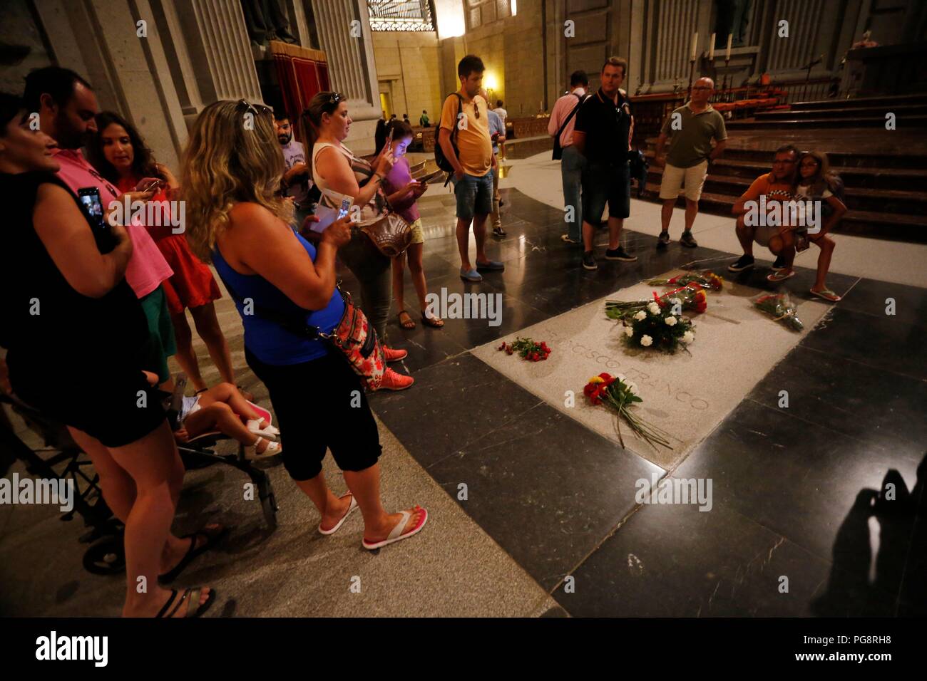 People visiting the tomb of Franco in Valley of the Caidos, monument ...