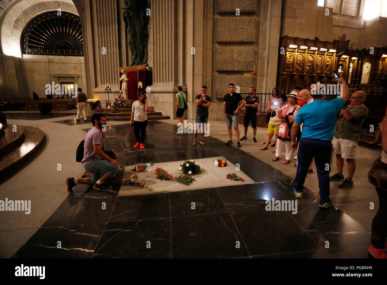 People visiting the tomb of Franco in Valley of the Caidos, monument ...
