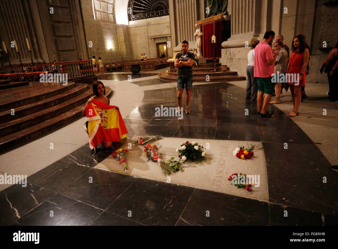 People around the tomb of Franco in Valley of the Caidos, monument ...