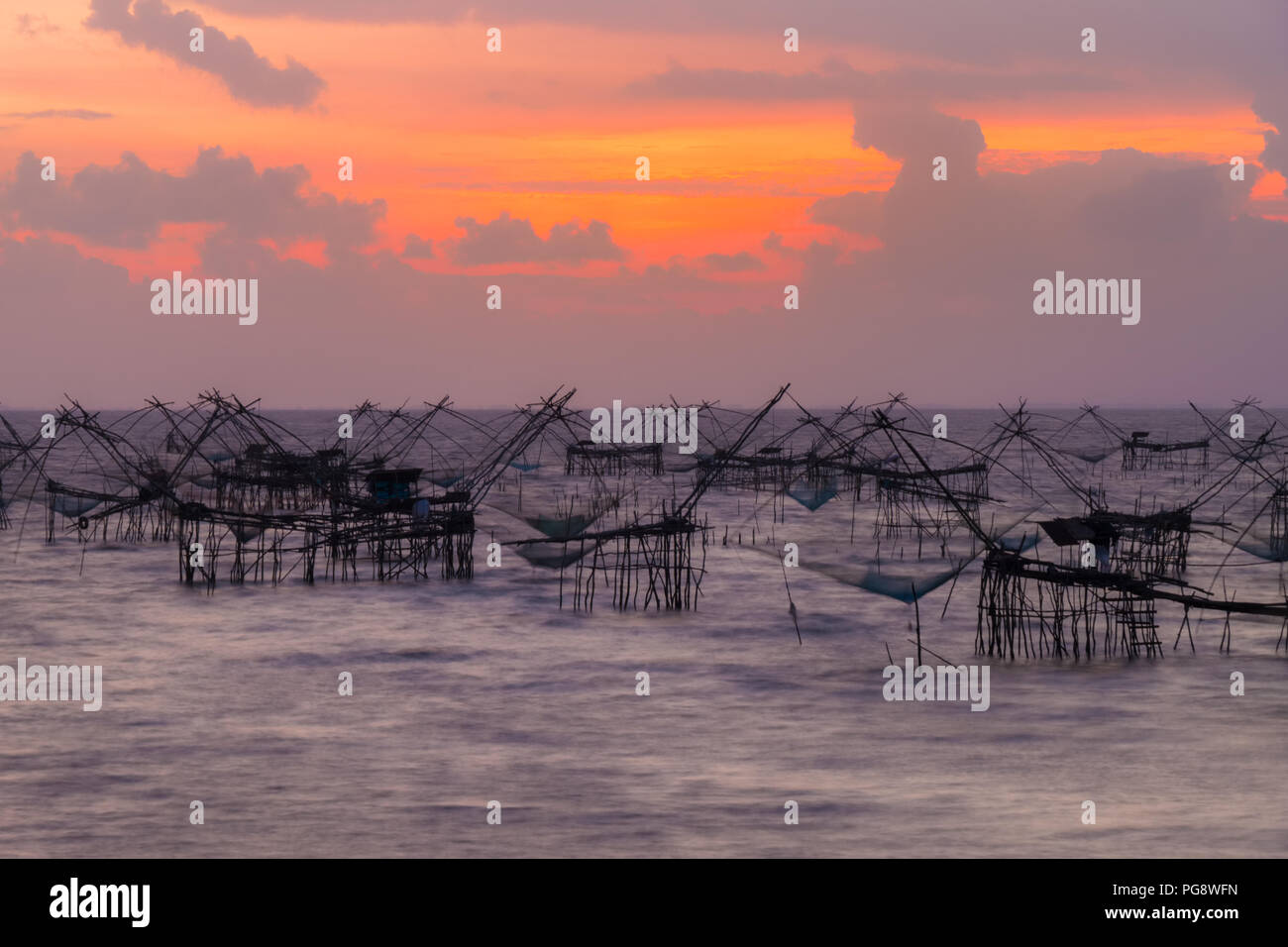 Landscape of fisherman's village in Thailand with a number of fishing ...
