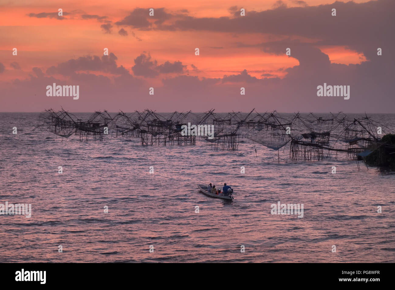 Landscape of fisherman's village in Thailand with a number of fishing ...