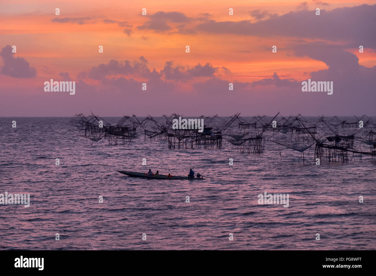 Landscape of fisherman's village in Thailand with a number of fishing ...
