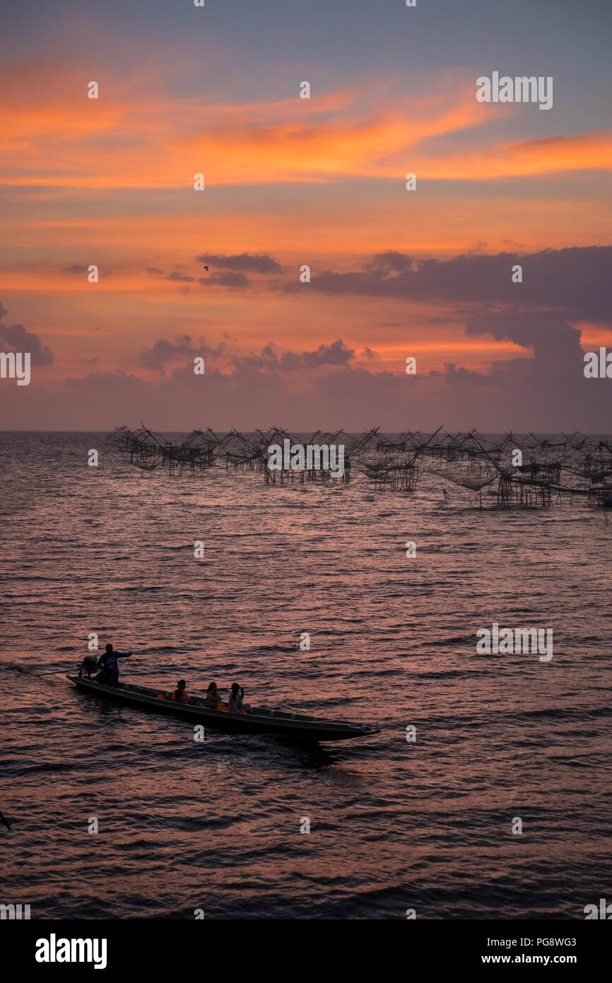 Landscape of fisherman's village in Thailand with a number of fishing ...