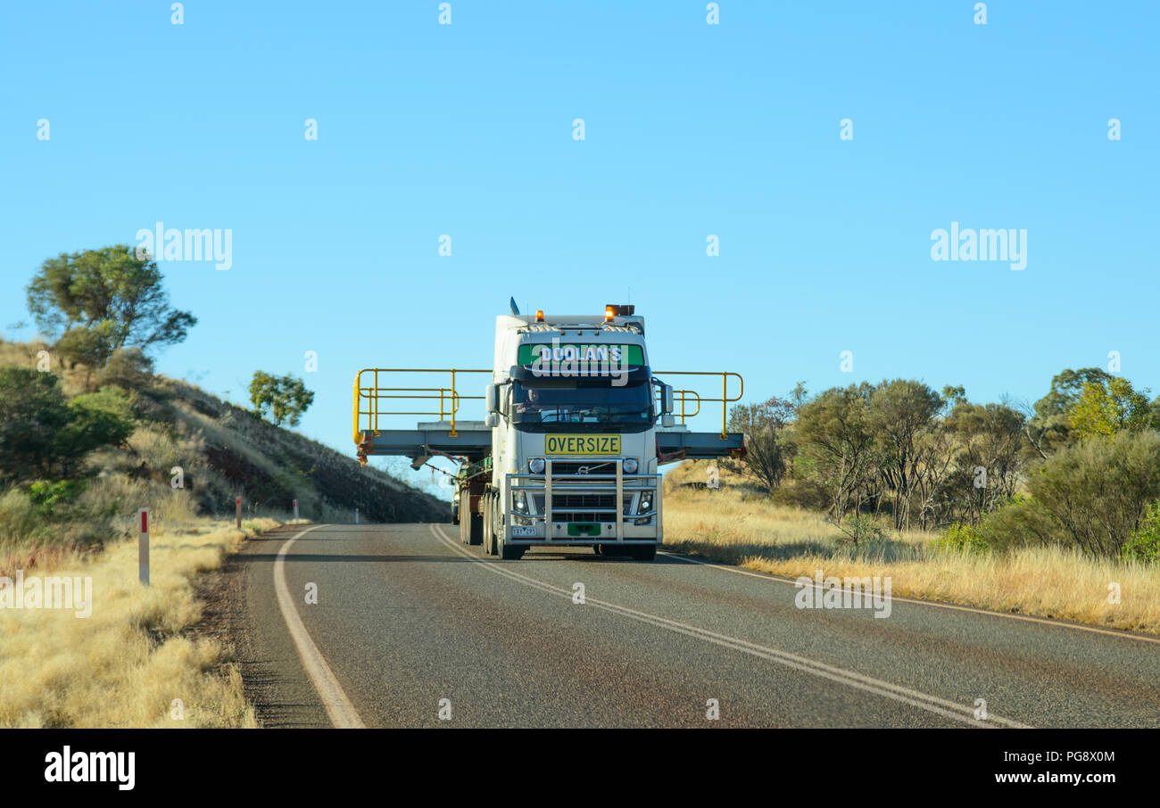 Road Train with oversize transportation on the road .Western Australian ...
