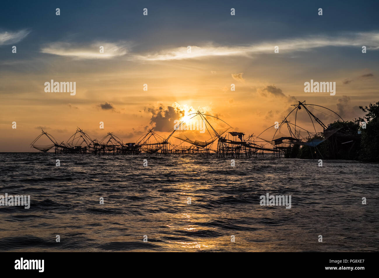 Landscape of fisherman's village in Thailand with a number of fishing ...