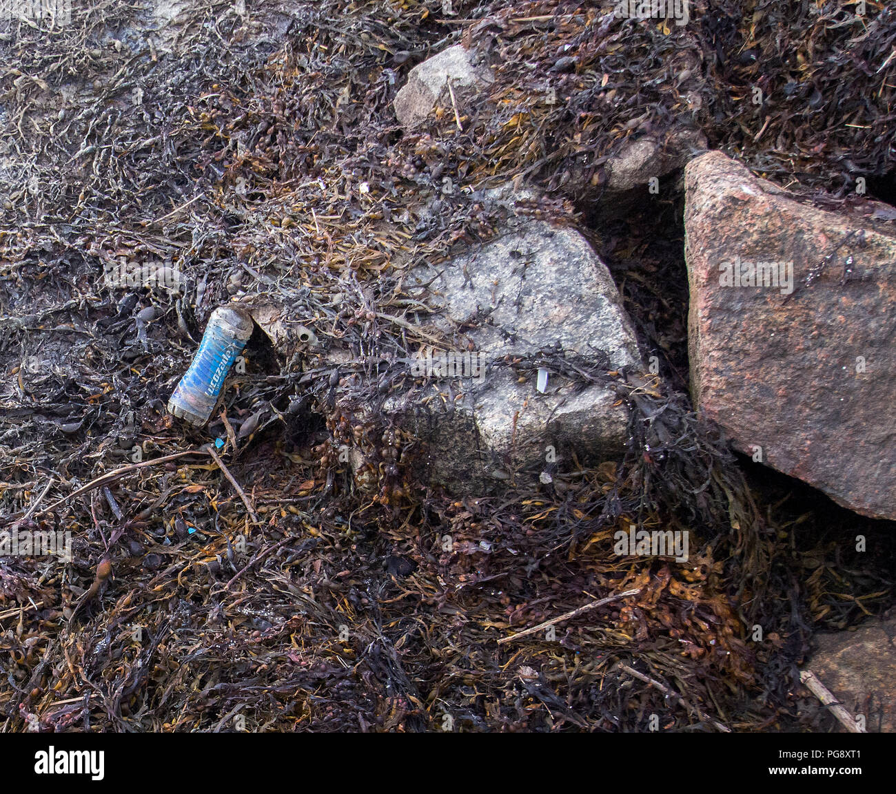 COUNTY DONEGAL, IRELAND - AUGUST 12th 2018: Plastic pollution at ...