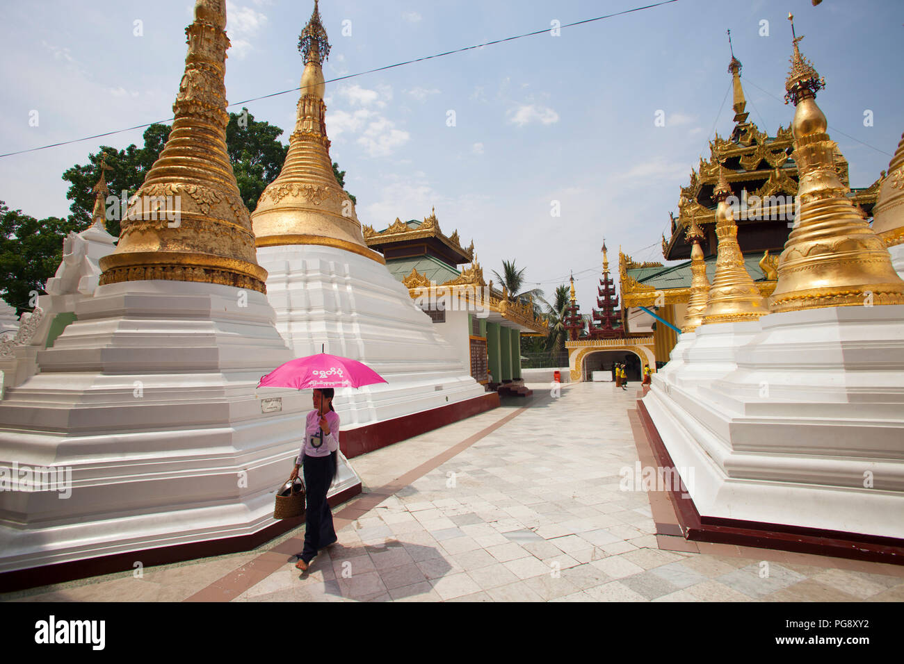 Stupas and temples inside the Shwedagon pagoda, Yangon, Myanmar, Asia ...
