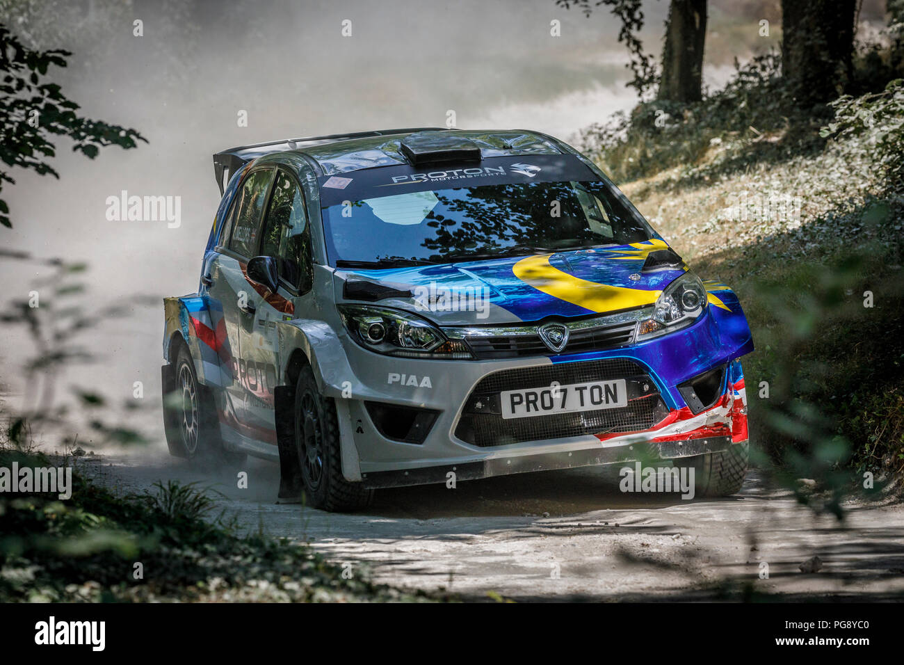 2017 Proton IRIZ R5 rally car with driver Oliver Mellors at the 2018 ...
