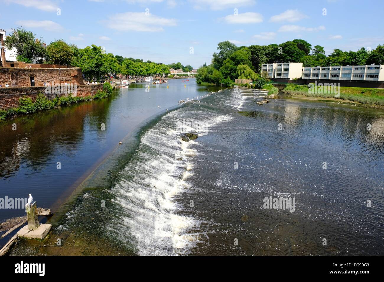 Chester, Cheshire, Roman Walls, River Dee, Dee River, Weir, High Street ...