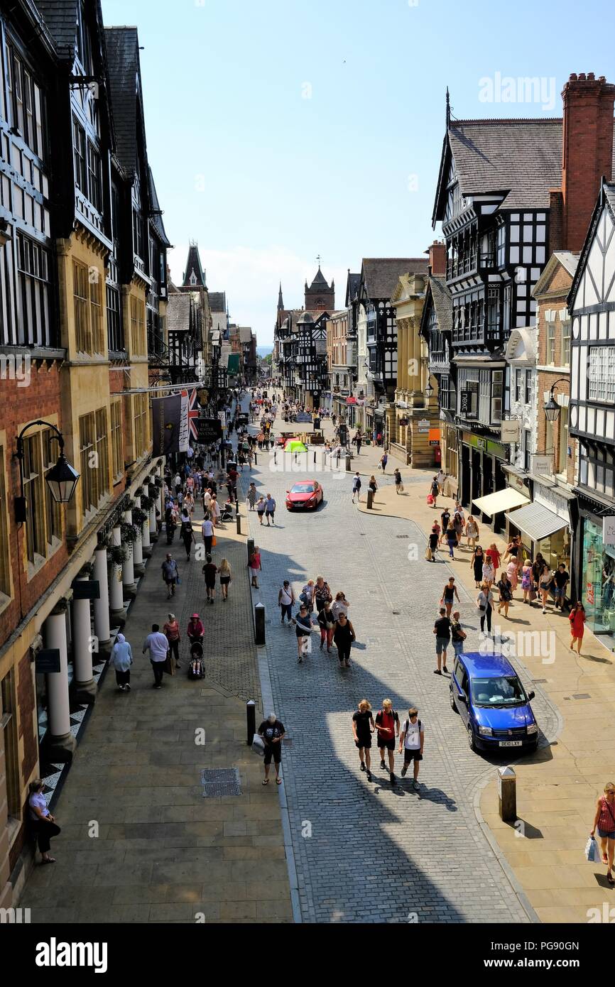 Chester, Cheshire, Roman Walls, River Dee, Dee River, Weir, High Street ...