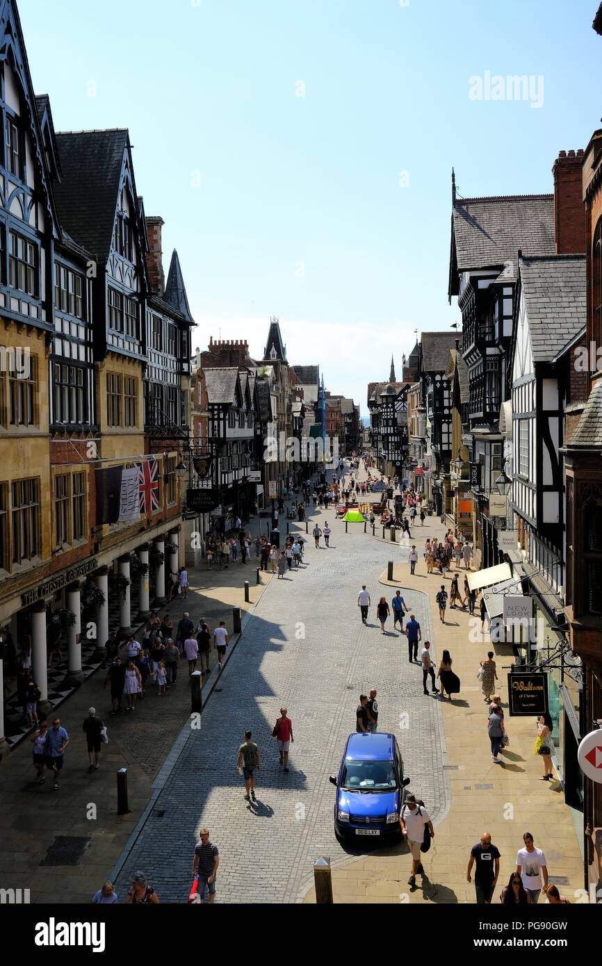 Chester, Cheshire, Roman Walls, River Dee, Dee River, Weir, High Street ...