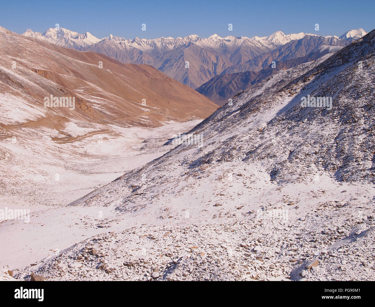 Khardung La mountain pass, one of the world’s highest, in Ladakh, India ...