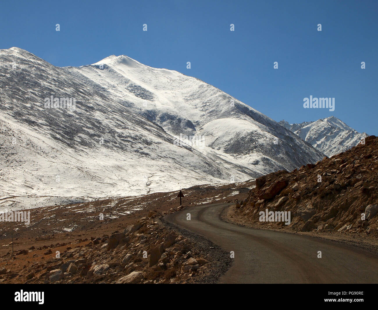 Khardung La mountain pass, one of the world’s highest, in Ladakh, India ...