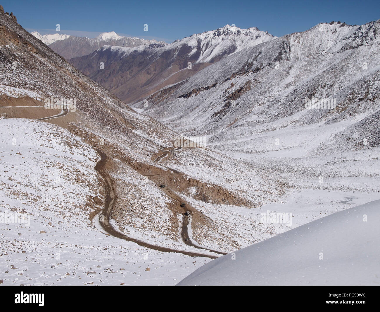 Khardung La mountain pass, one of the world’s highest, in Ladakh, India ...