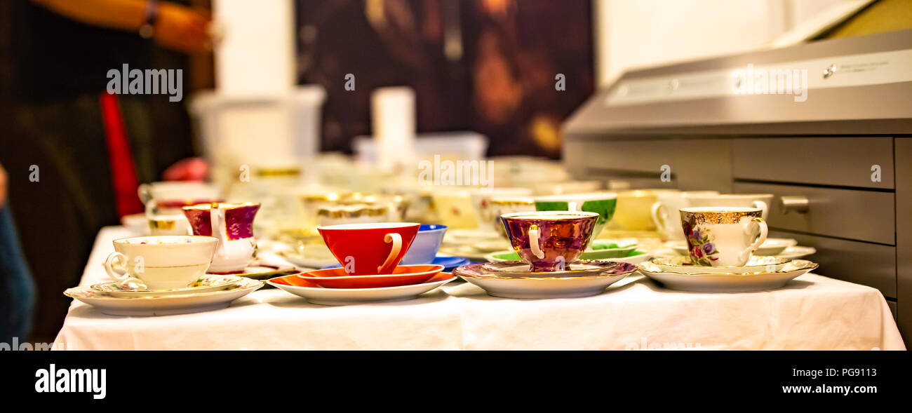 decorated beautiful old coffee mugs made of porcelain, also called ...