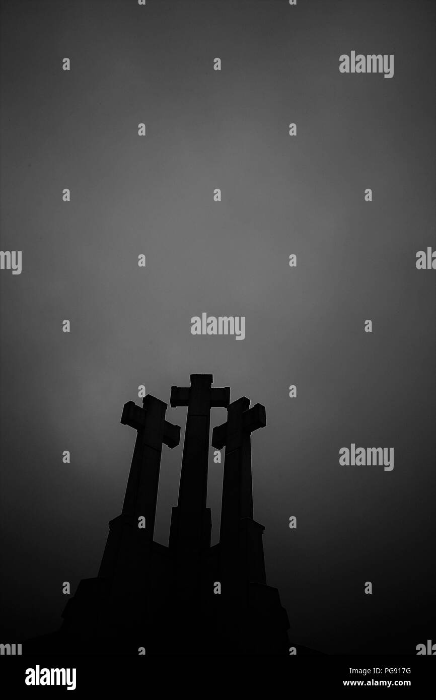 Three Crosses in the night Stock Photo - Alamy