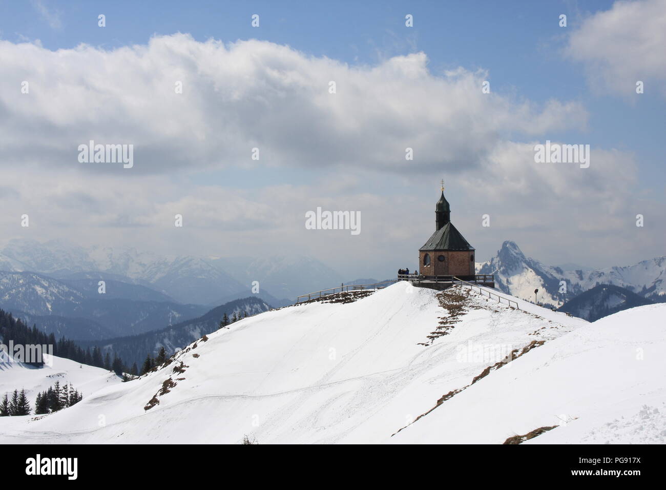 Church on the top of mountain in winter Stock Photo - Alamy