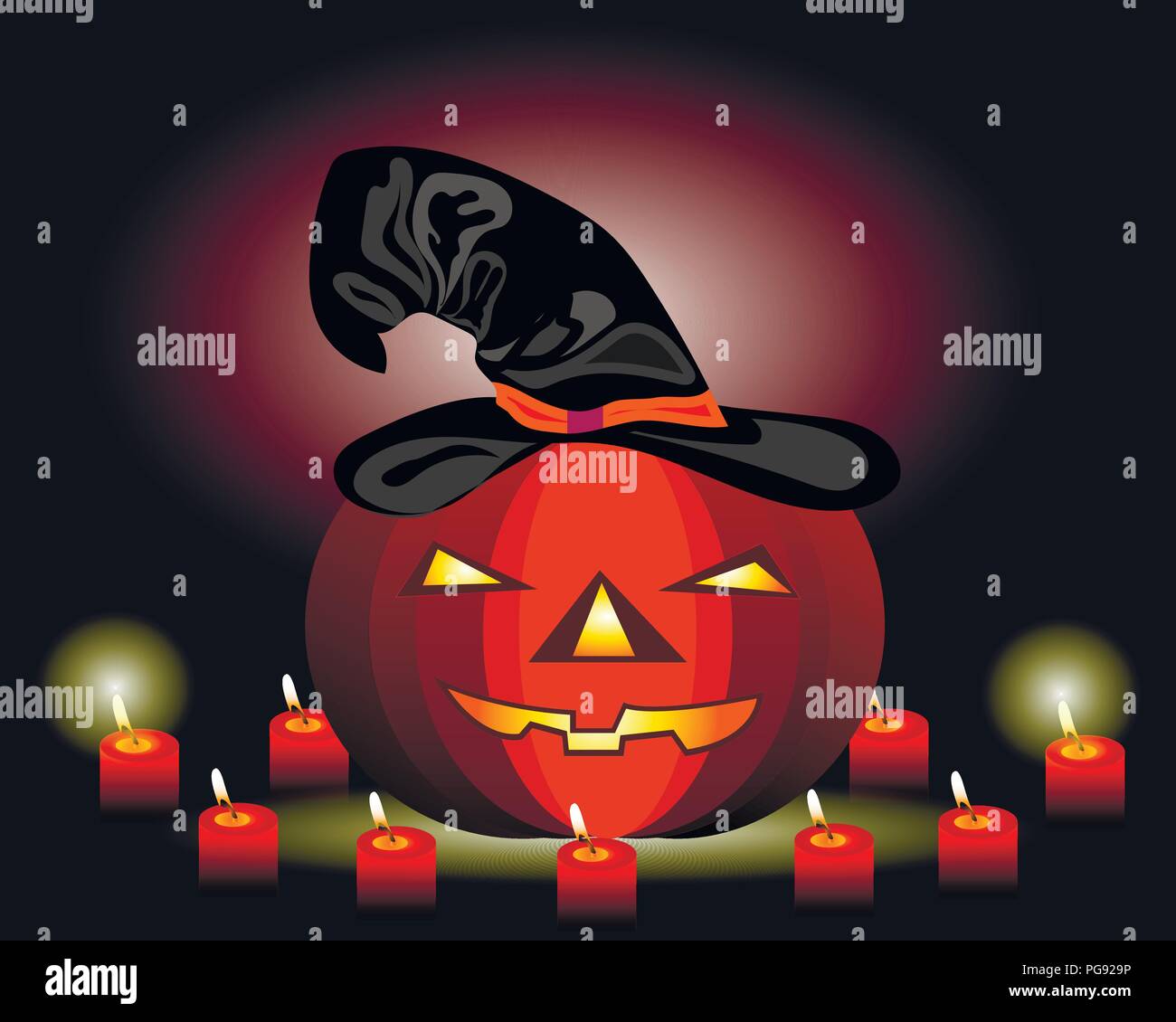 Pumpkin and candles Stock Vector Images - Alamy