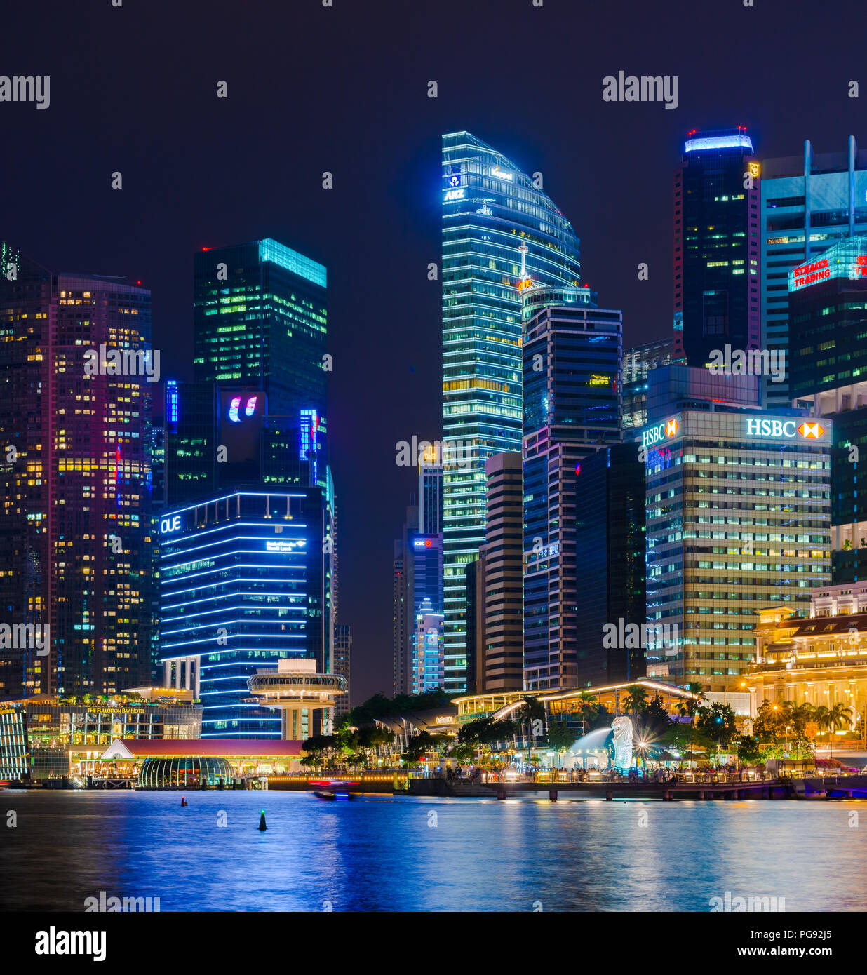 SINGAPORE - 17 Jul 2014: a composite panorama show the skyline of the ...