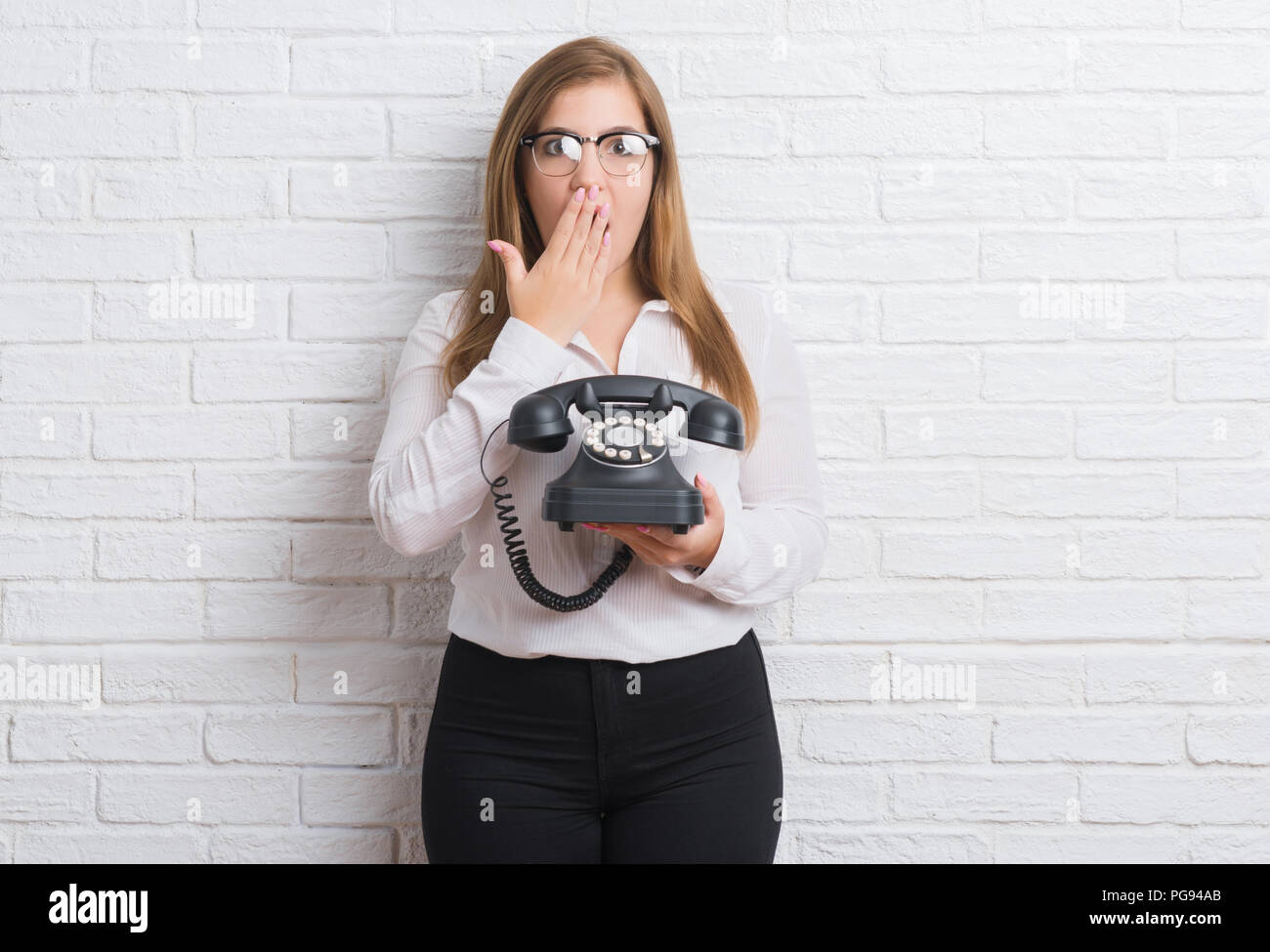 Woman landline fear hi-res stock photography and images - Alamy