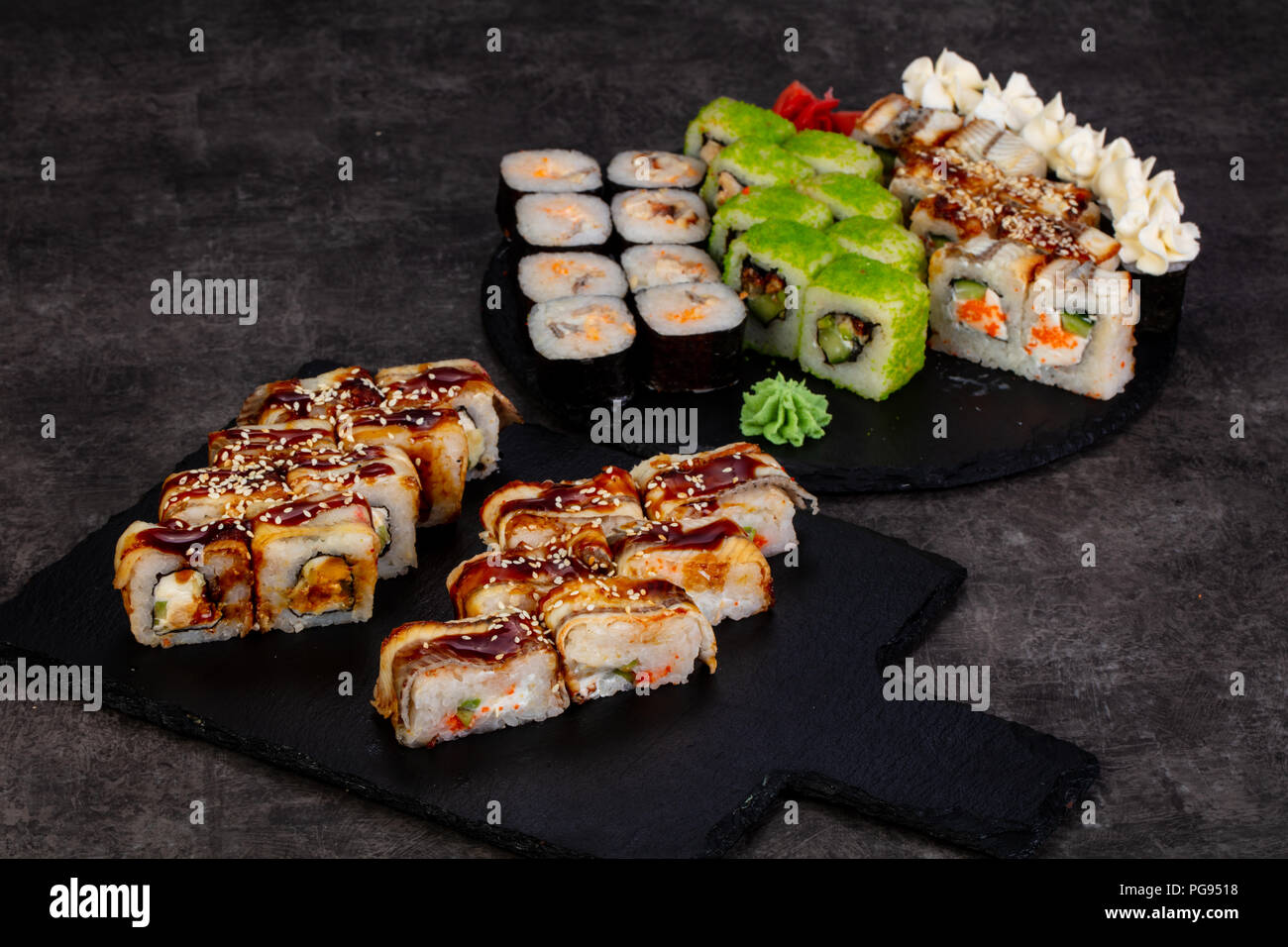Japanese sushi set with various ingredient Stock Photo - Alamy