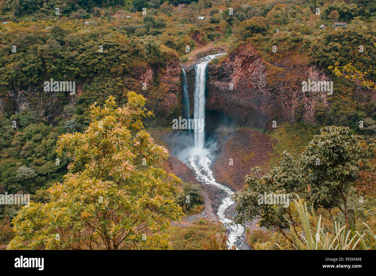 Bridal veil Manto de la novia , waterfall in Cascades route, Banos ...