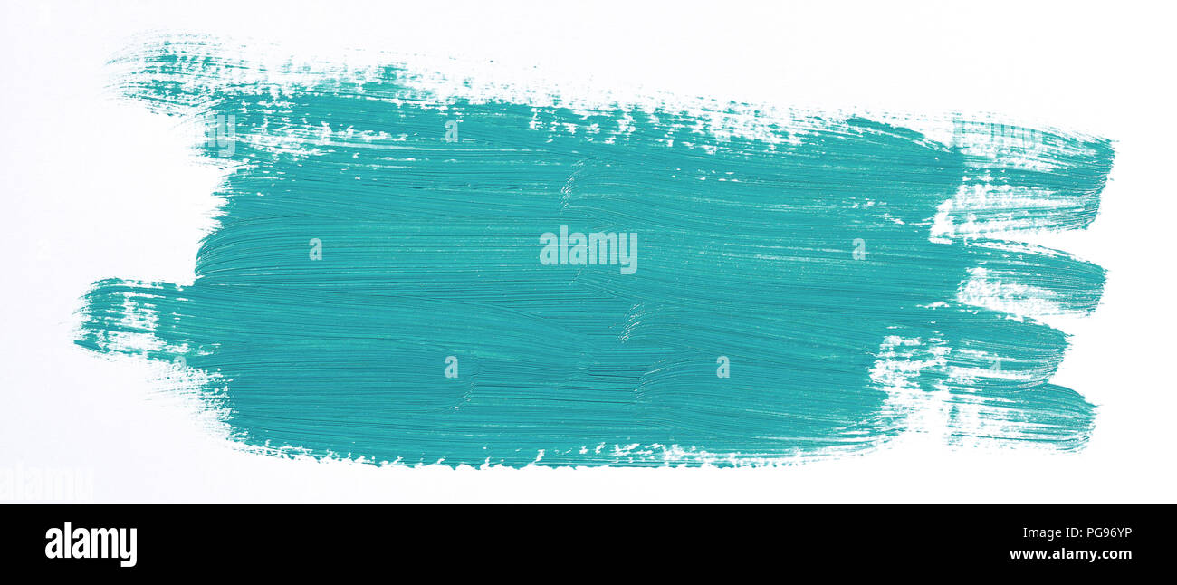 Turquoise brush stroke isolated over white background Stock Photo - Alamy