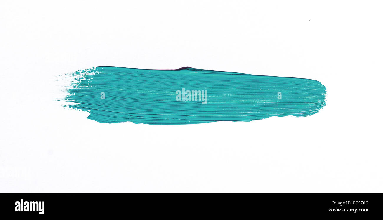Turquoise brush stroke isolated over white background Stock Photo - Alamy