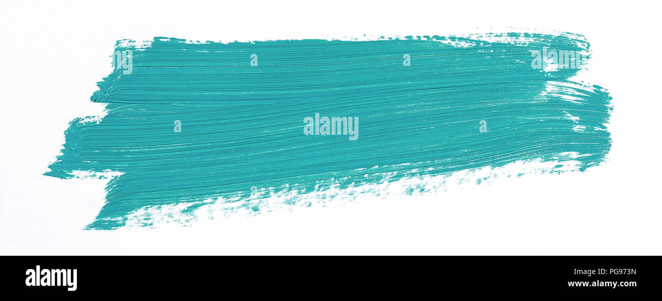 Turquoise brush stroke isolated over white background Stock Photo - Alamy
