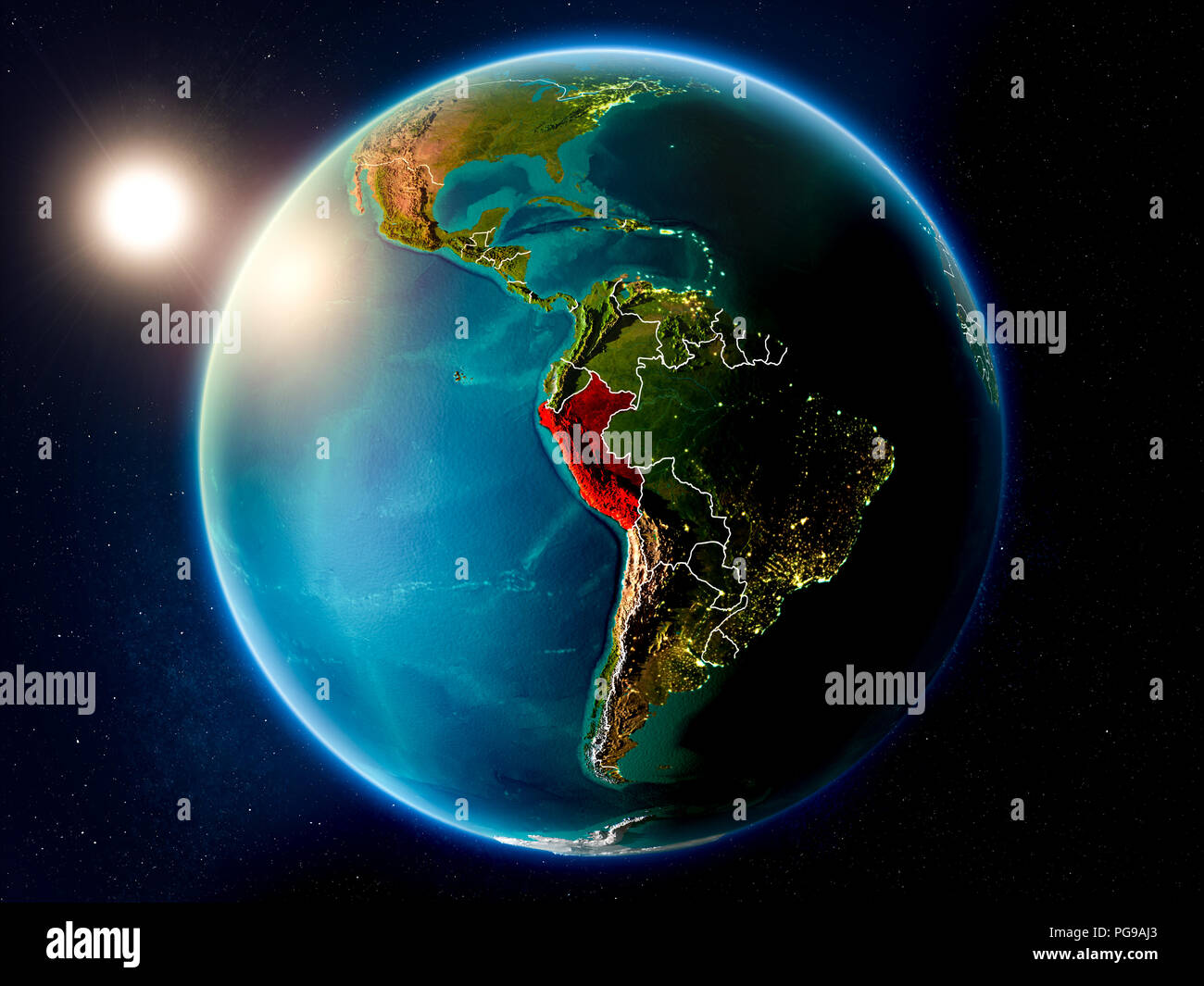 Realistic 3d map peru hi-res stock photography and images - Alamy