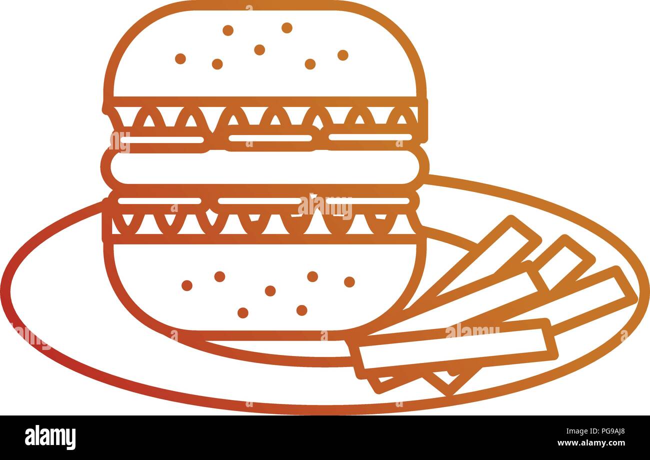 Plate french fries sandwich Stock Vector Images - Alamy