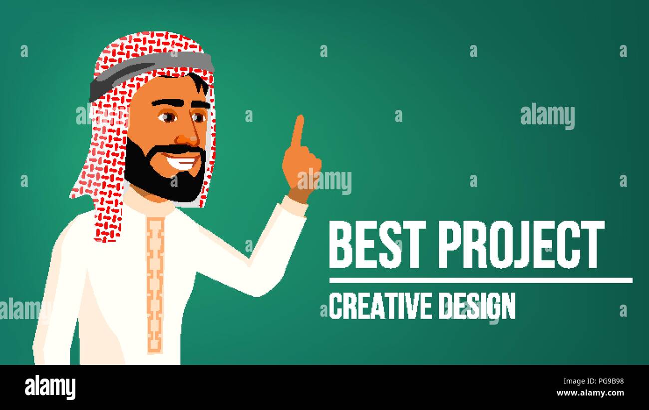 Arab Man Banner Vector. Middle Eastern Man. Traditional National ...