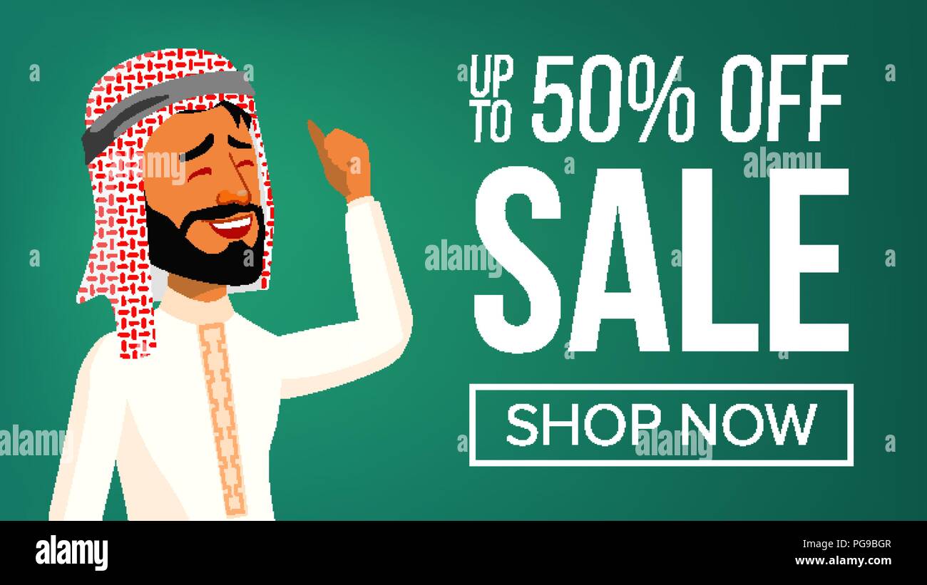Arab Man Banner Vector. Middle Eastern People. Young Saudi Arabic. For ...