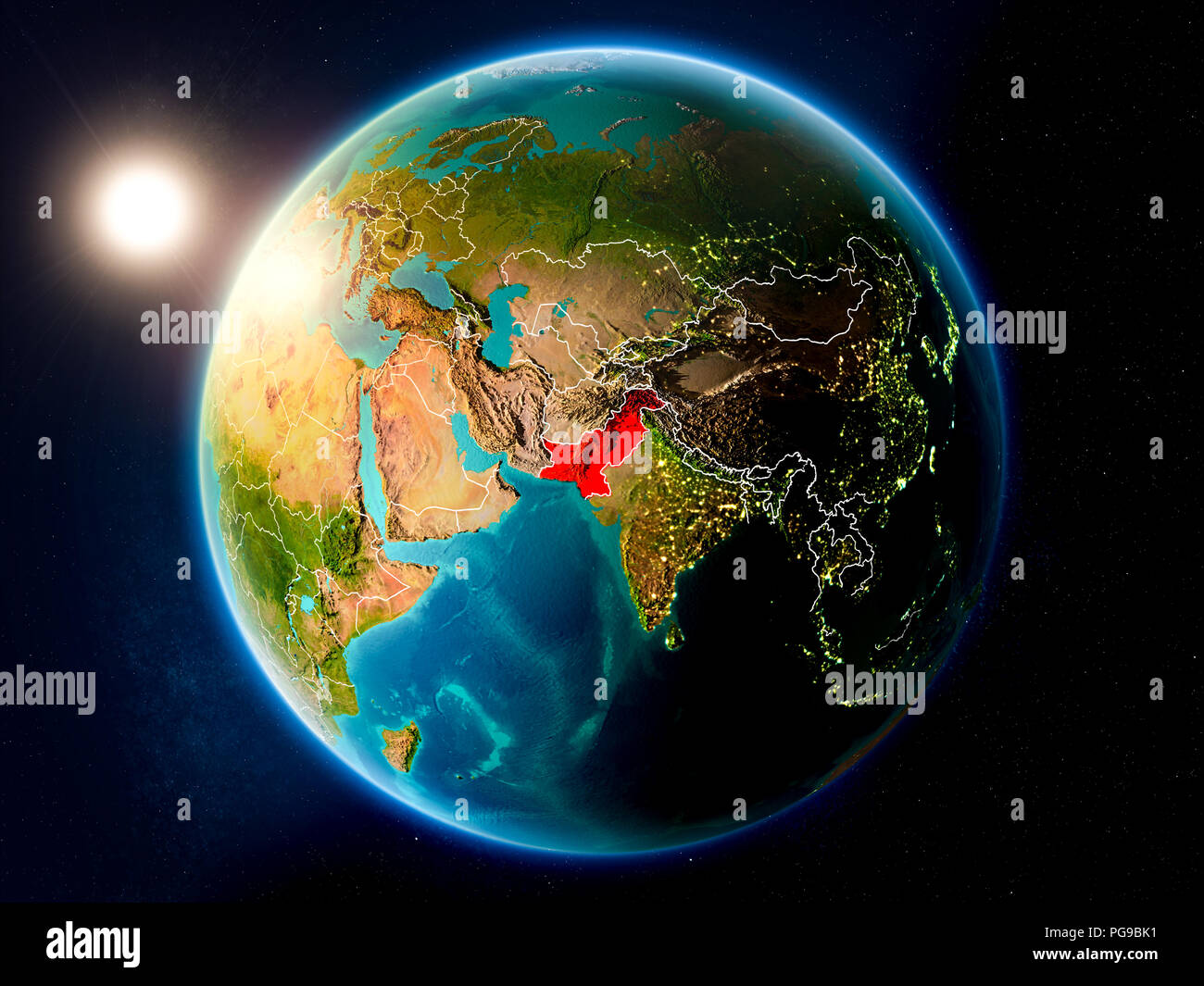 Highlighted satellite image of pakistan hi-res stock photography and ...