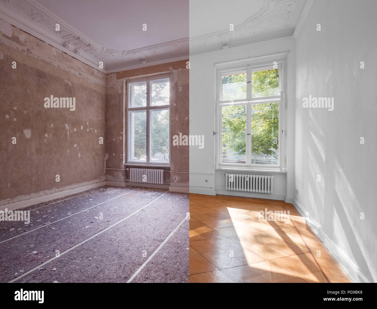 apartment room before and after restoration or refurbishment ...