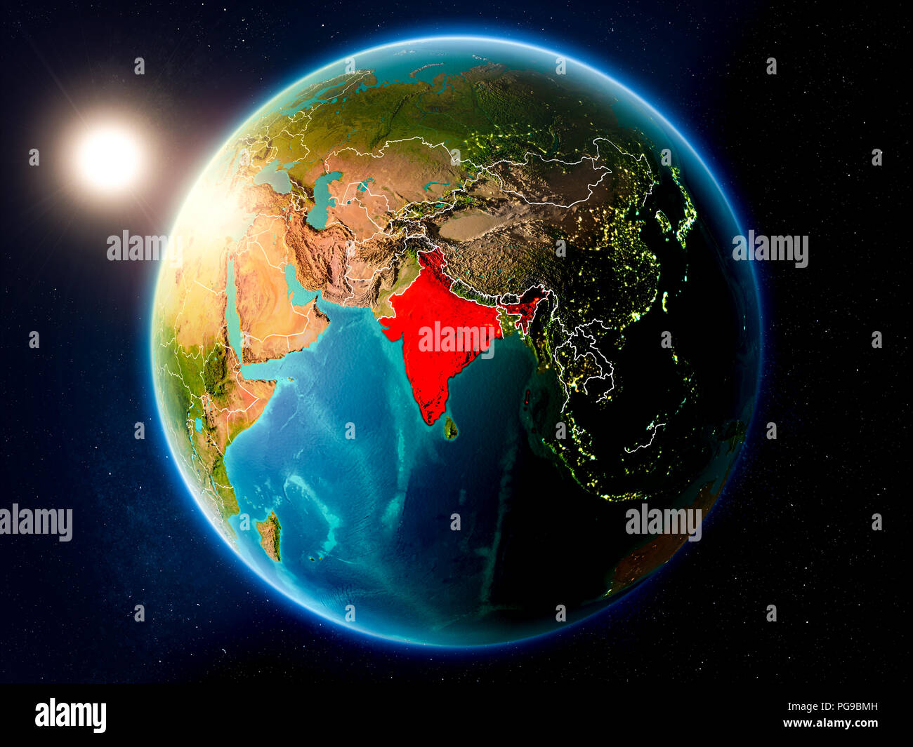 world map with india highlighted
