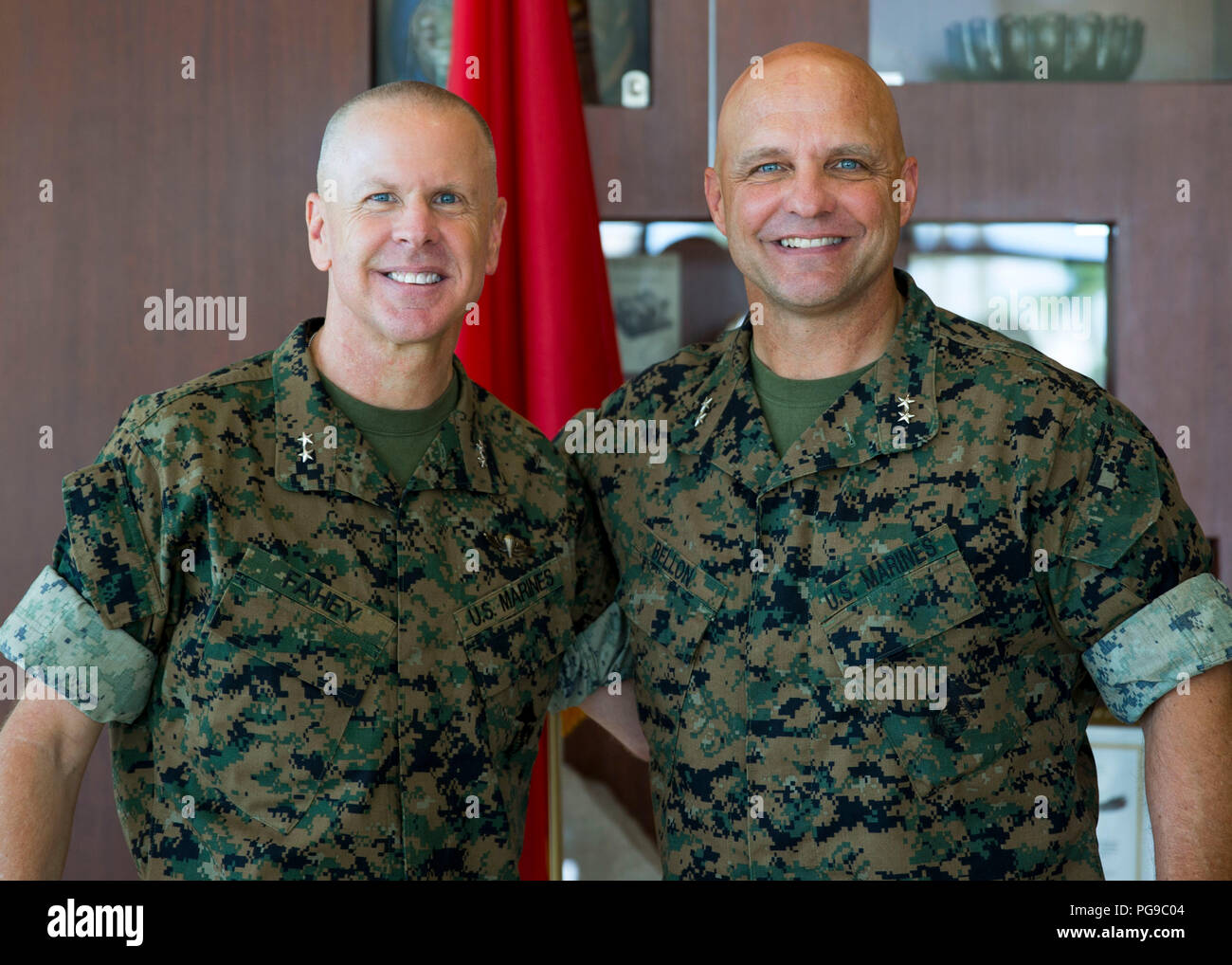 U.S. Marine Maj. Gens. Michael F. Fahey III and David G. Bellon pose ...