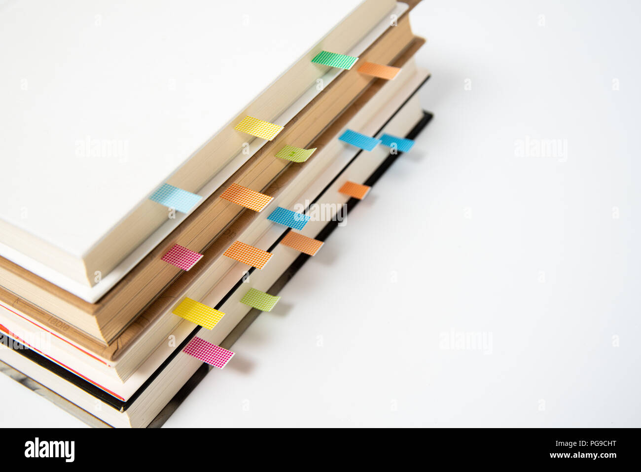 close up of book marked with placeholders on white background Stock ...