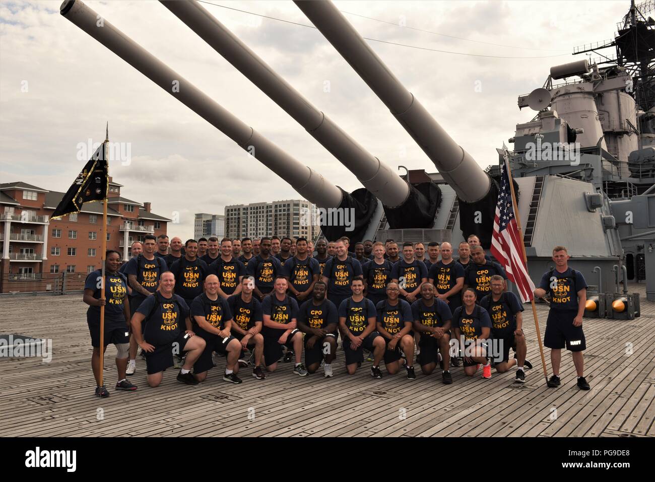 CPO Selectees from NAS Oceana pose for a group picture aboard the USS ...