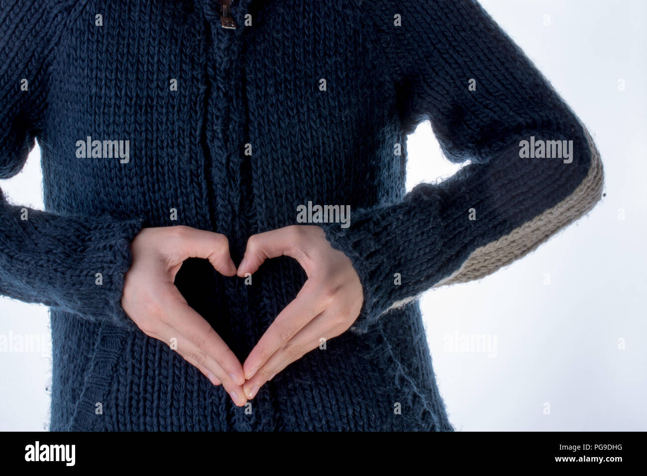 Hand making a heart on a white background Stock Photo - Alamy