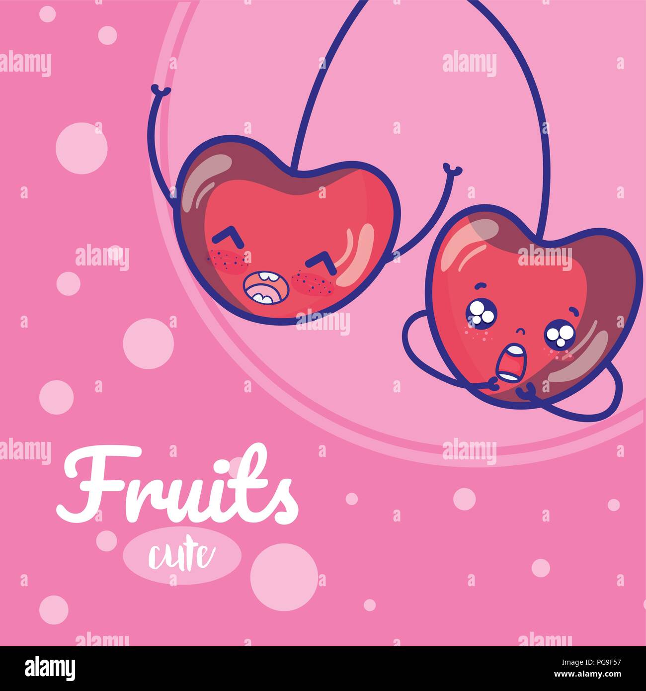 Fresh cherries fruit kawaii character hi-res stock photography and ...