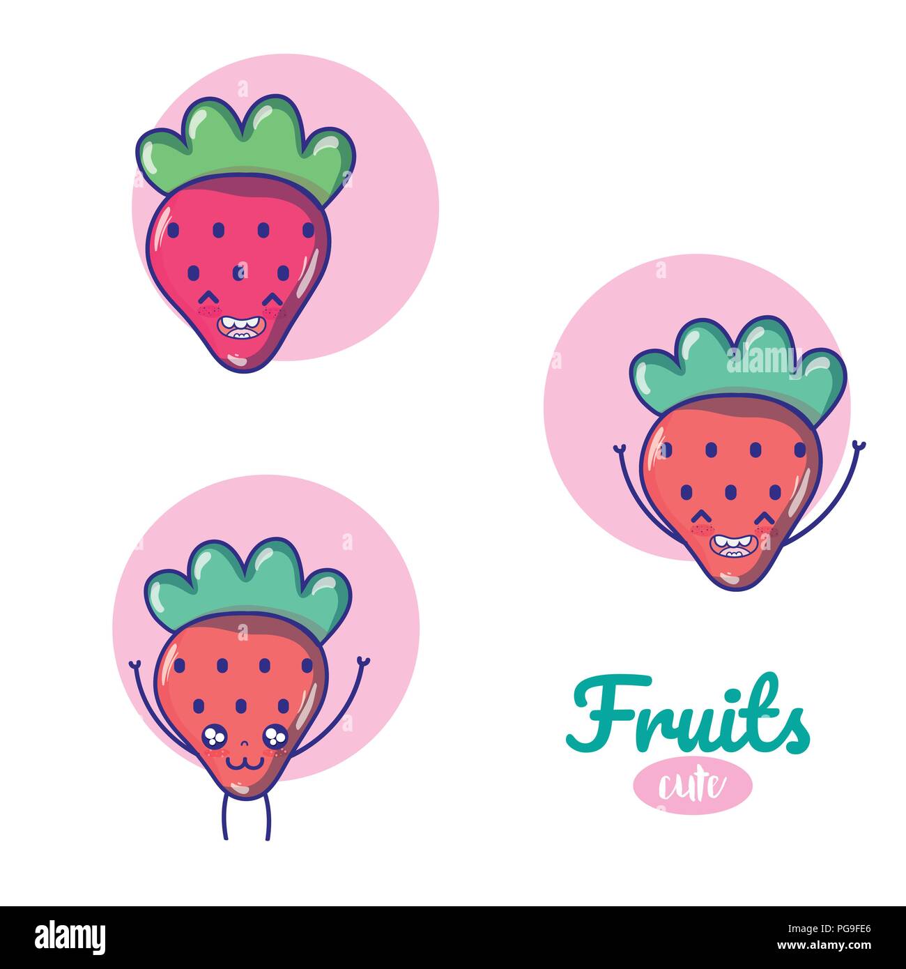 Strawberries cute fruits cartoons Stock Vector Image & Art - Alamy