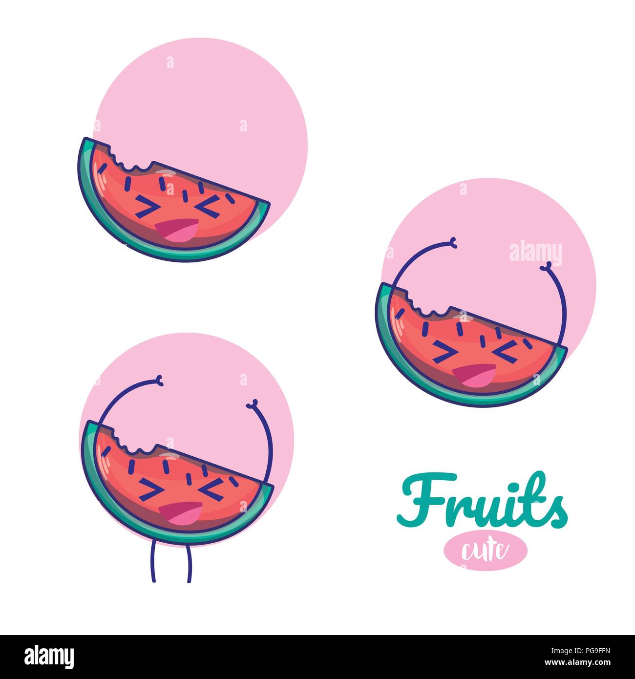 Watermelons cute fruits cartoons Stock Vector Image & Art - Alamy